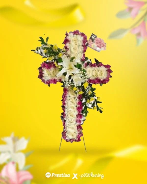Standing Flower Salib – Pita Kuning – 02 – Prestisa